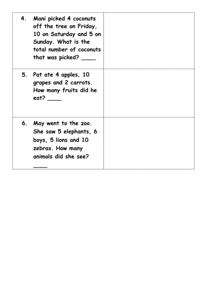 Mathematics Addition Word Problem Facts To 20 Classwork Worksheet DBT
